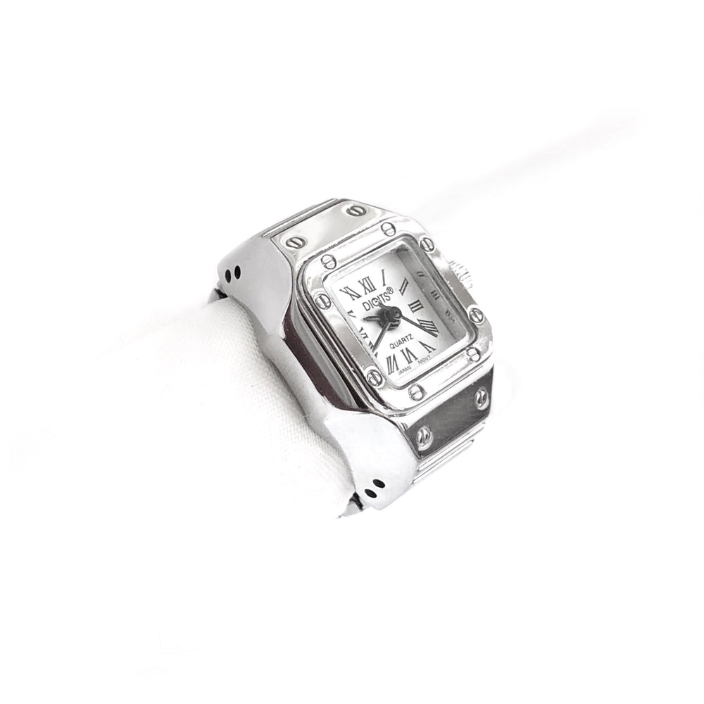 Stellar Radiance Finger Ring Watch in Silver | DIGITS Watch Shop – DIGITS®
