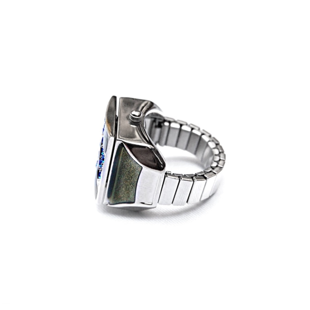 Midnight Blue Pave Cube Ring Watch by Bonetto – DIGITS®