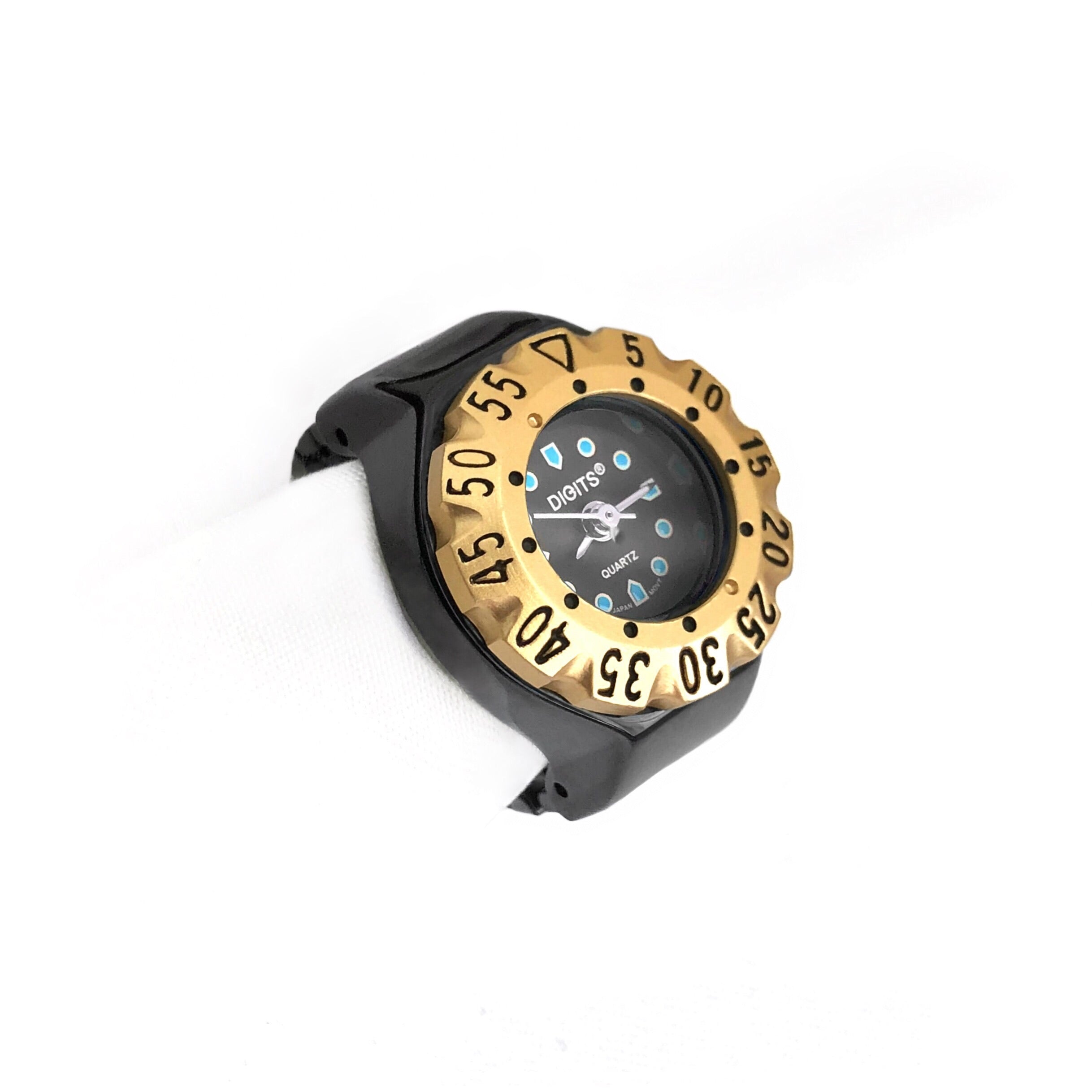 Lunar Diver Ring Watch in Black with Gold | DIGITS Watch Shop – DIGITS®