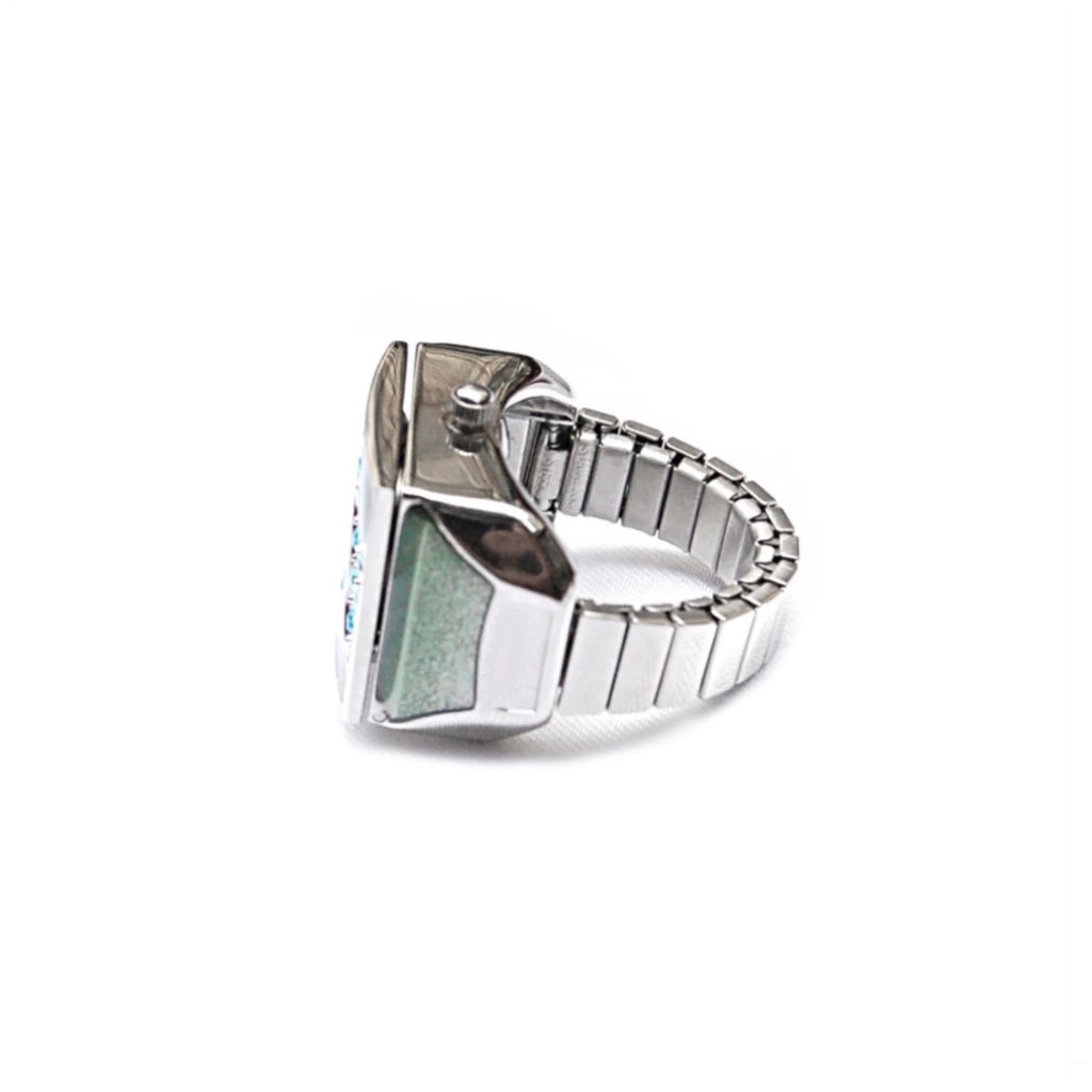 Baby Blue Pave Cube Ring Watch by Bonetto – DIGITS®